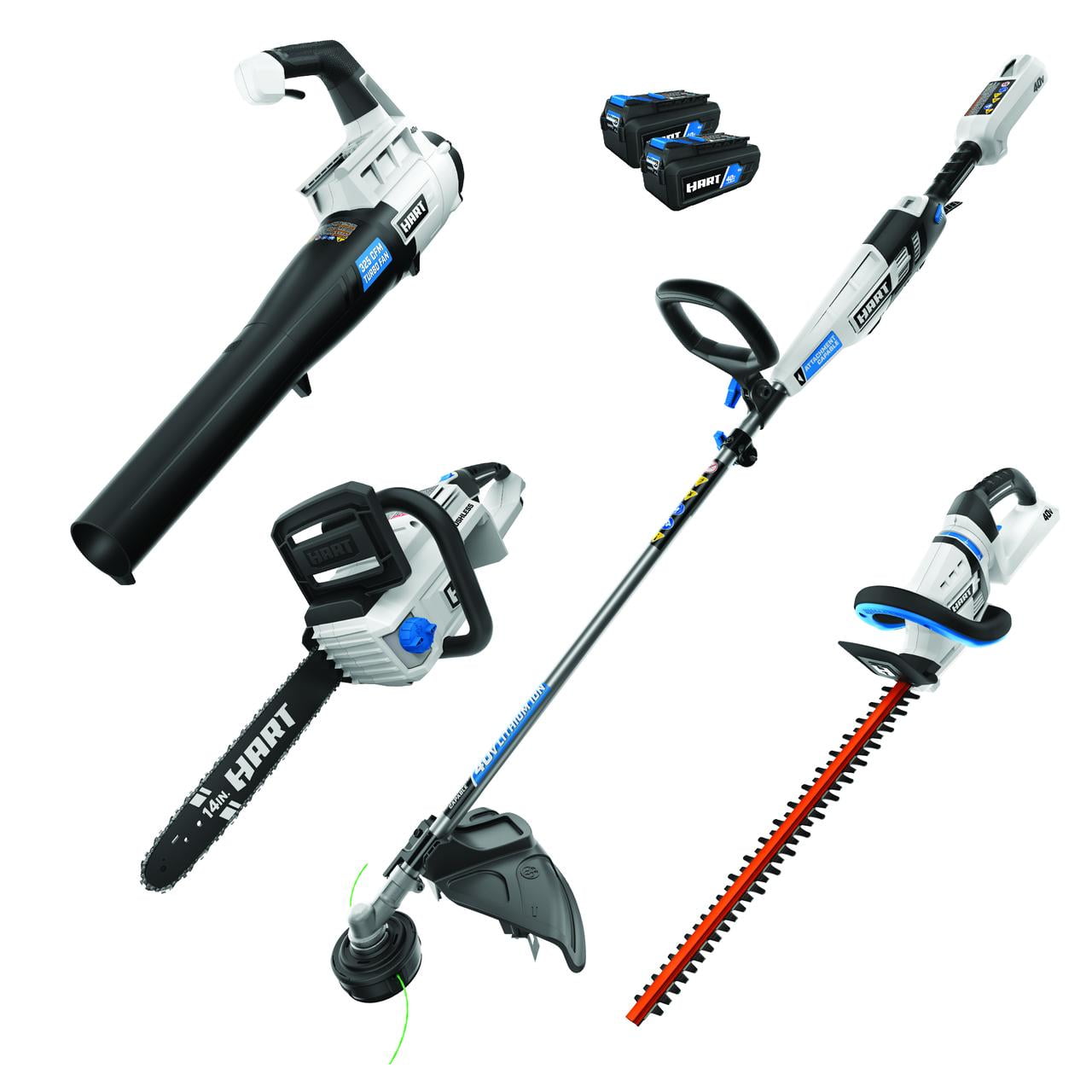HART 40-Volt 15-Inch String Trimmer Kit with 40-Volt Turbo Fan Blower ...