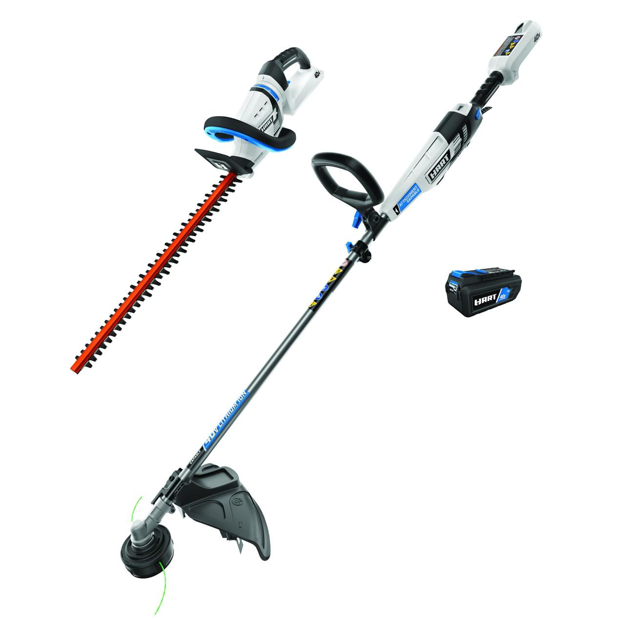 HART 40-Volt 15-Inch String Trimmer Kit with 40-Volt 24-Inch Hedge ...