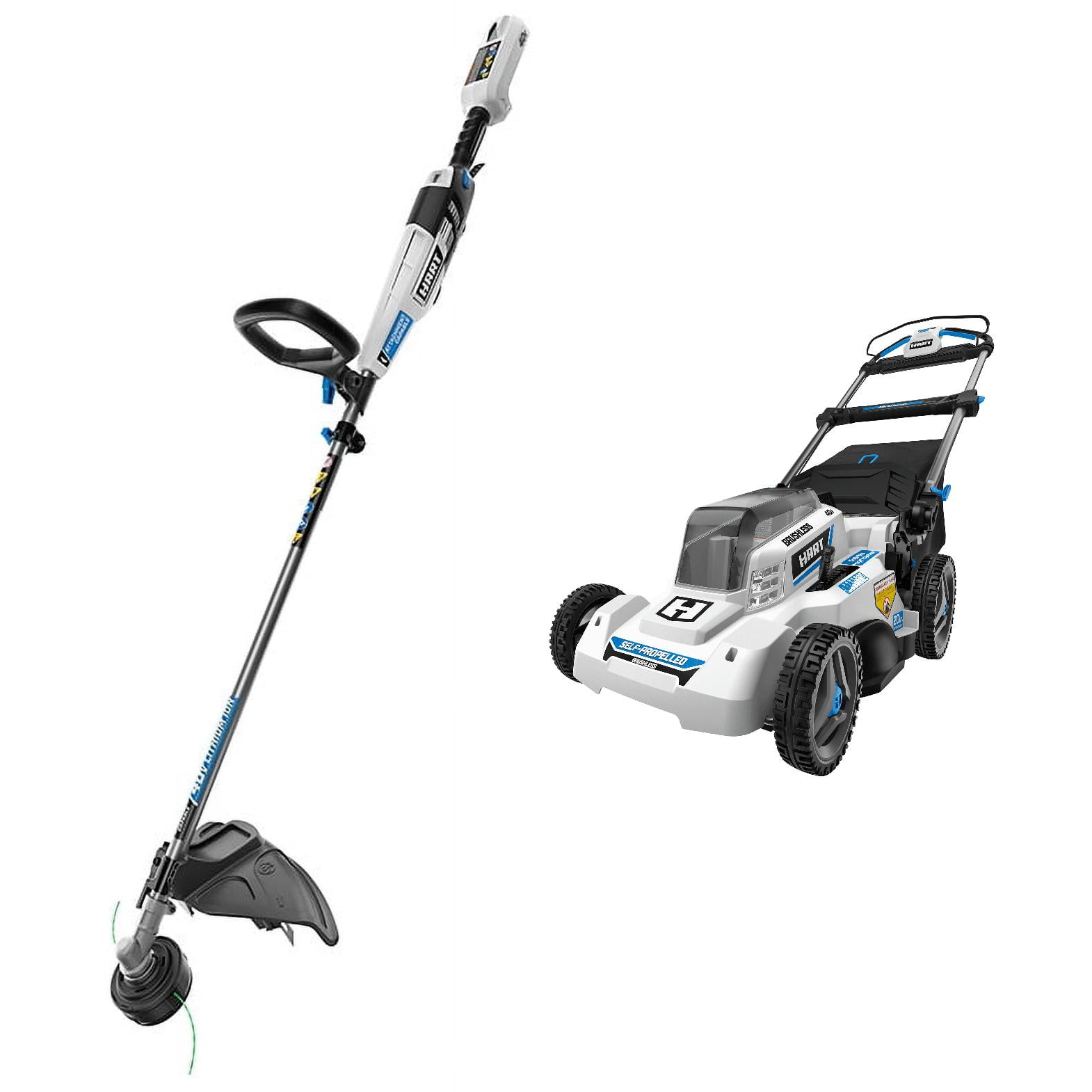 HART 40-Volt 20" Brushless Self Propelled Mower with 40-Volt Trimmer (2 ...