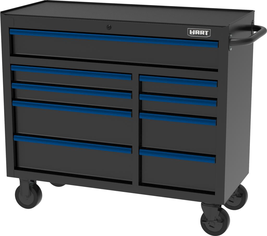 HART 42-Inch 9-Drawer Heavy-Duty Rolling Tool Cabinet, Steel Garage ...