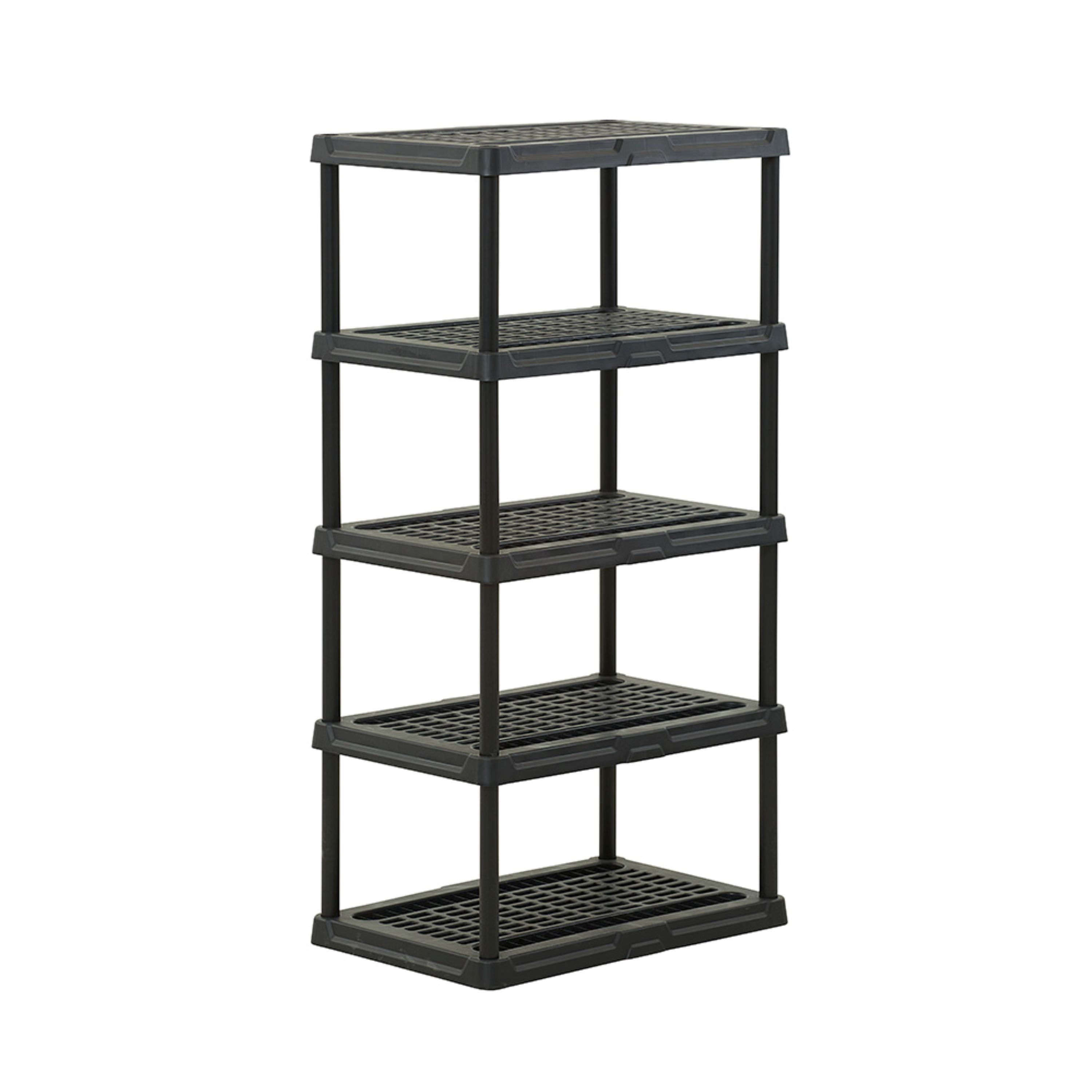 HART 5 Tier 24" x 36" x 72" Plastic Ventilated Shelving Unit, Black ...