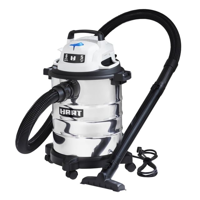 Hart AEG CX7-2-S360 6 Gallon Stainless SteelTank Wet/Dry Shop Vacuum 5 ...
