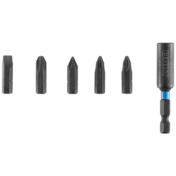HART 6-Piece Impact Driver Bit Set (Magnetic Tip, 1/4" Hex Shank ...