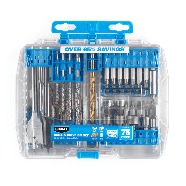HART 75-Piece Assorted Metal/Wood Drill Bit and Drive Bit Set ...