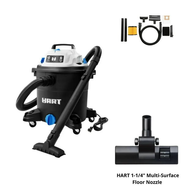 HART 8 Gallon 6 Peak HP Stainless Steel Wet/Dry Vacuum With 6-16 ...