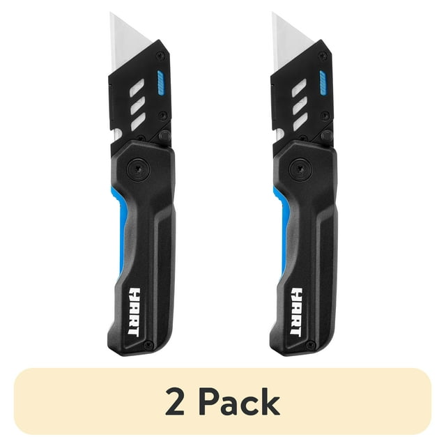 (2 pack) HART Compact Folding Utility Knife with Removable Belt Clip ...