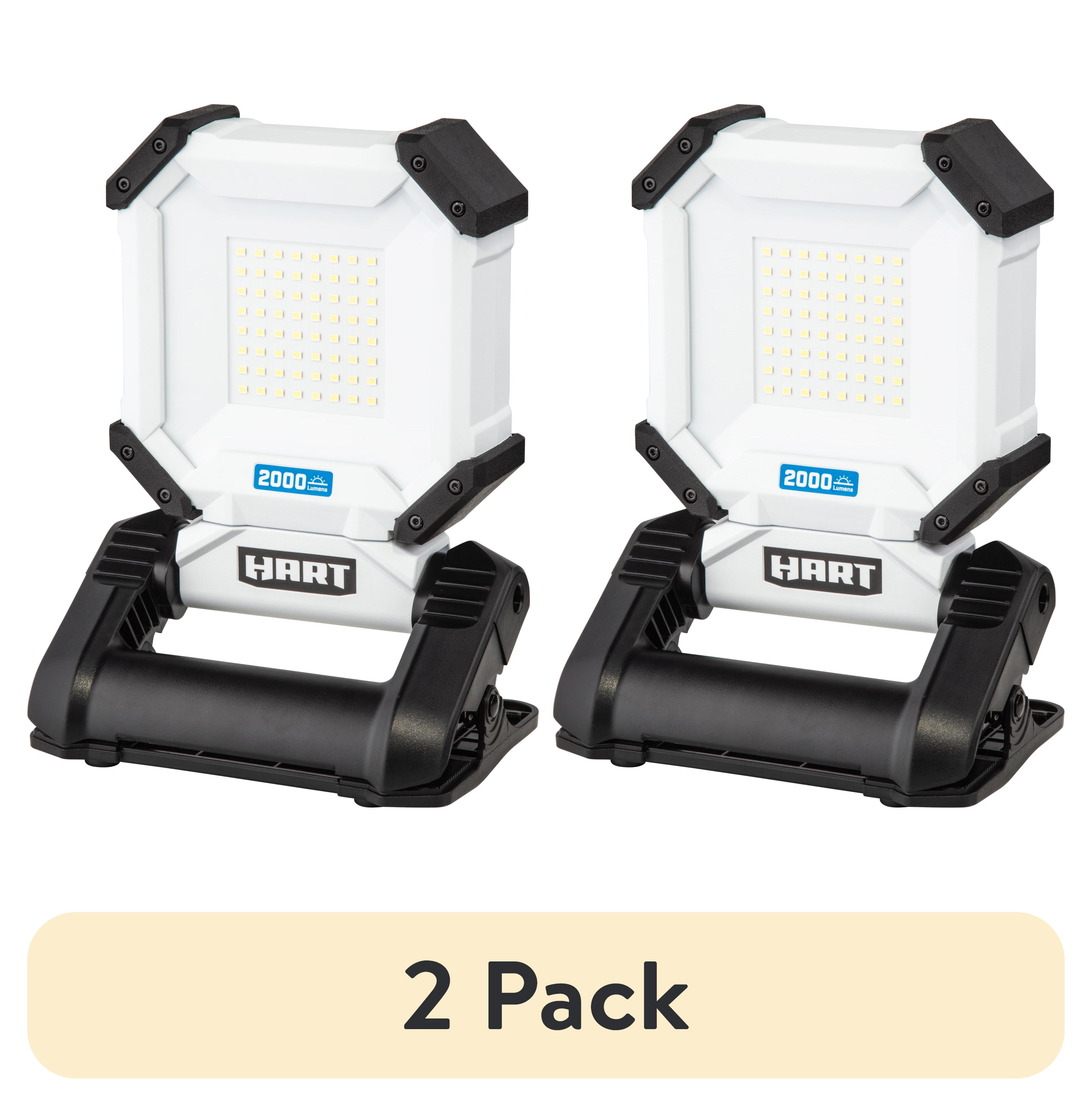 (2 pack) HART Rechargeable Work Light with Rotating Head and Spring ...