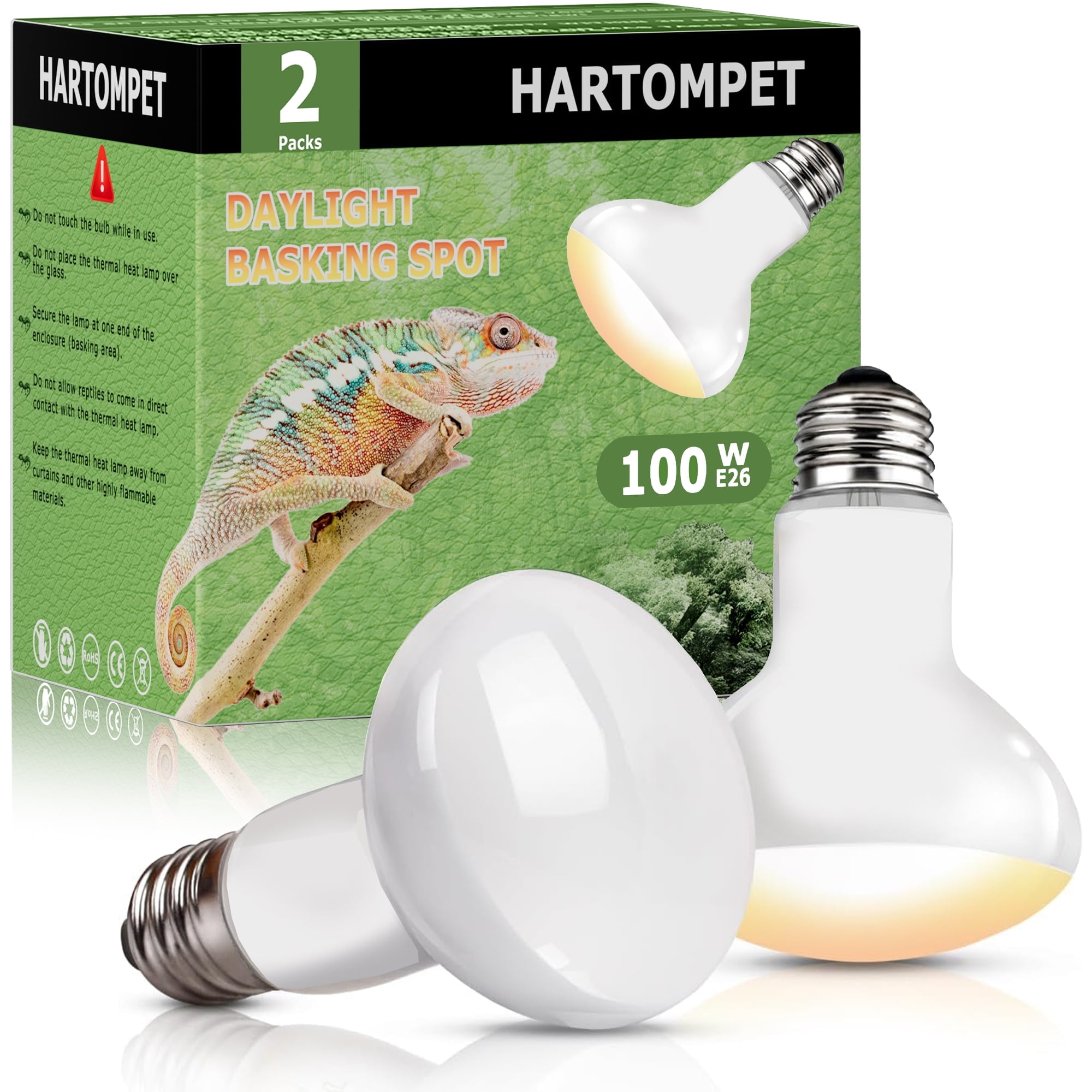 HARTOMPET 100W E26 Upgraded Reptile Heat Lamp Bulb, Simulated Sunlight ...