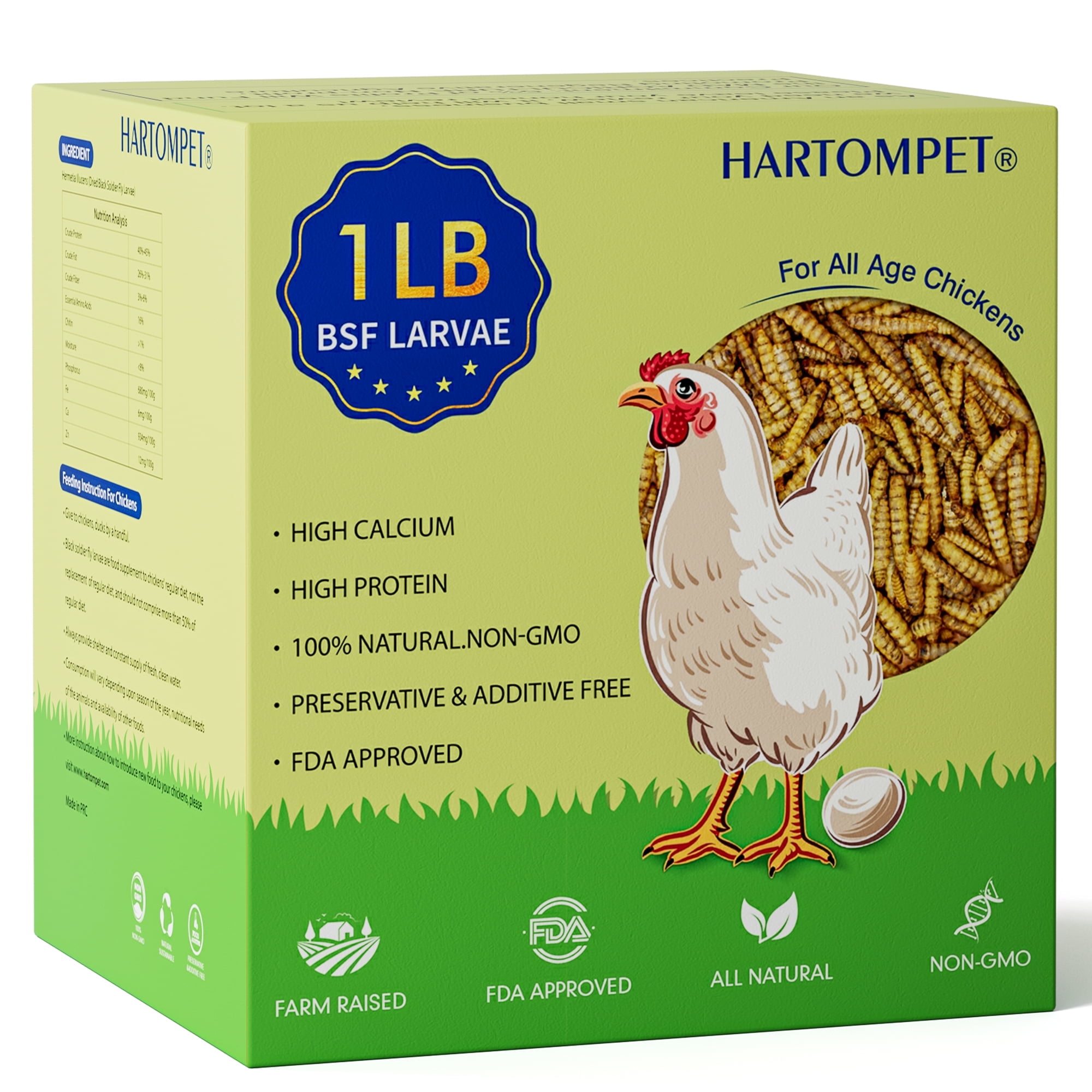 HARTOMPET 1LB Dried BSF Larvae – Non-Gmo Poultry Feed Supplement with ...