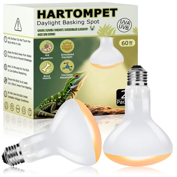 HARTOMPET 60W Reptile Heat Lamp Bulbs, 2.5 Inch UVA Basking Spot Light ...