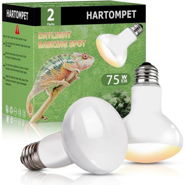 HARTOMPET 75W E26 Reptile Heat Lamp Bulbs, Upgraded UVA Basking Spot ...