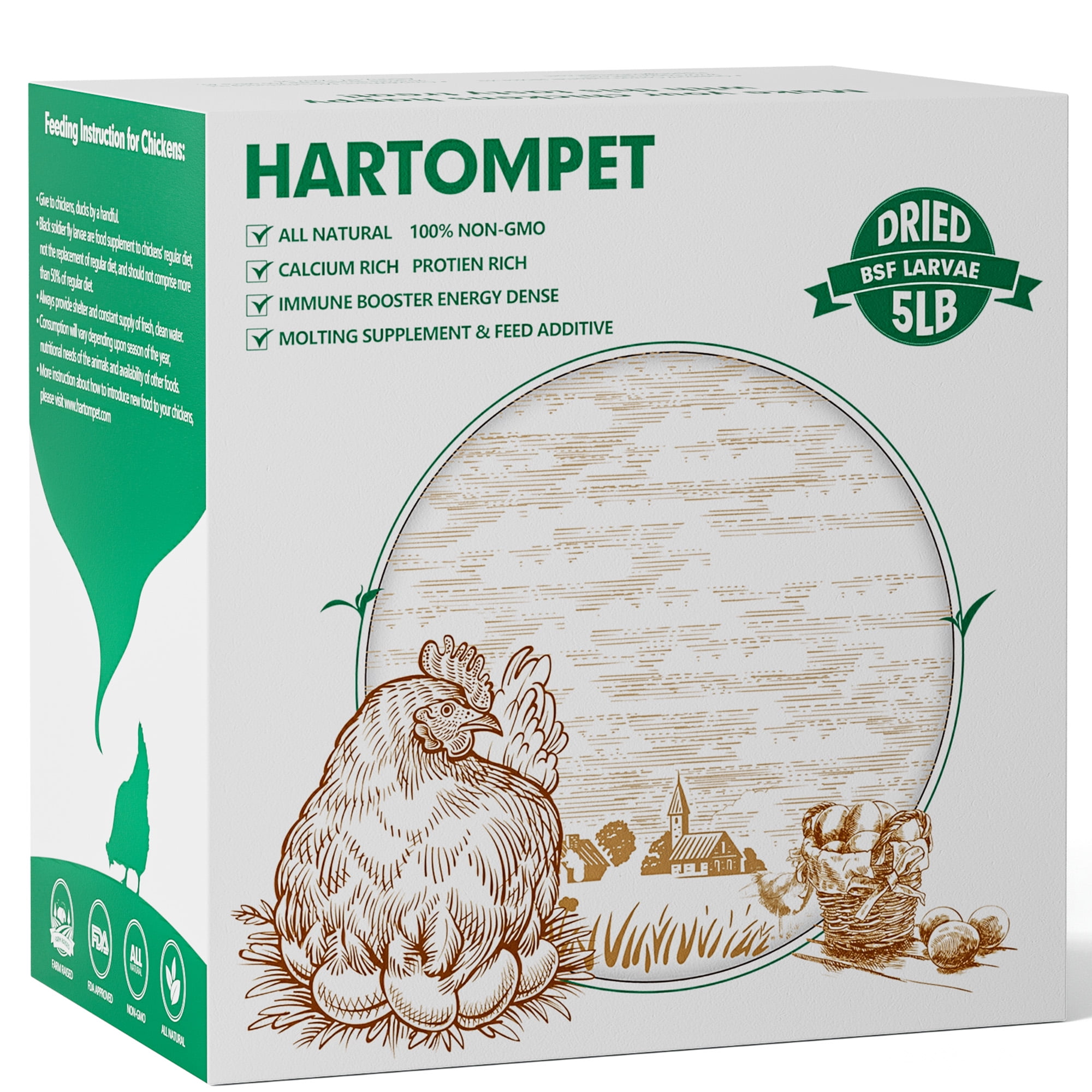 HARTOMPET Dried BSF Larvae for Chickens-Non-GMO Poultry Feed Supplement ...