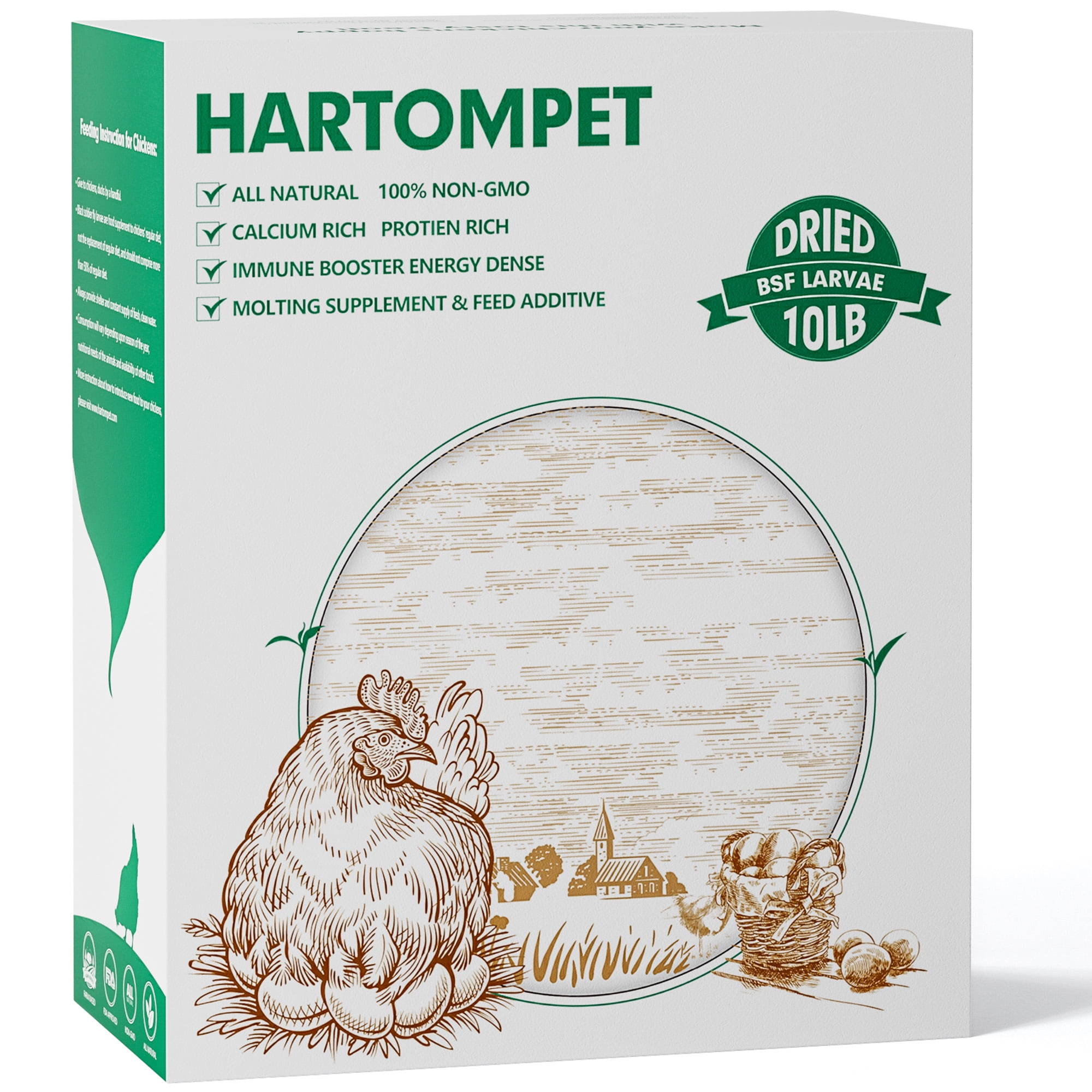 HARTOMPET Dried BSF Larvae - Non-GMO Poultry Feed Supplement, 85X ...