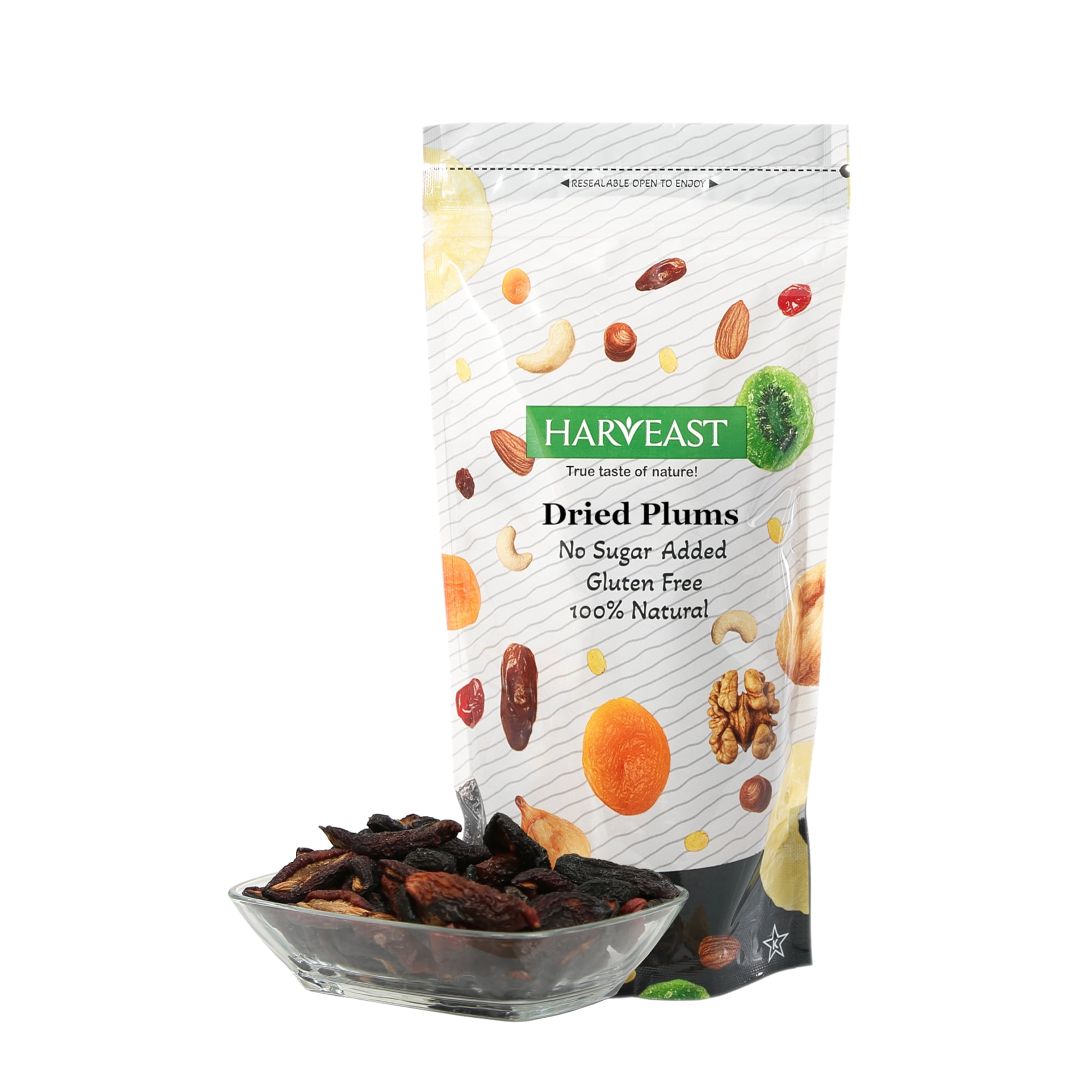 HARVEAST Dried Plums in Resealable Bag, Dried Pitted Prunes, 1 Lb ...