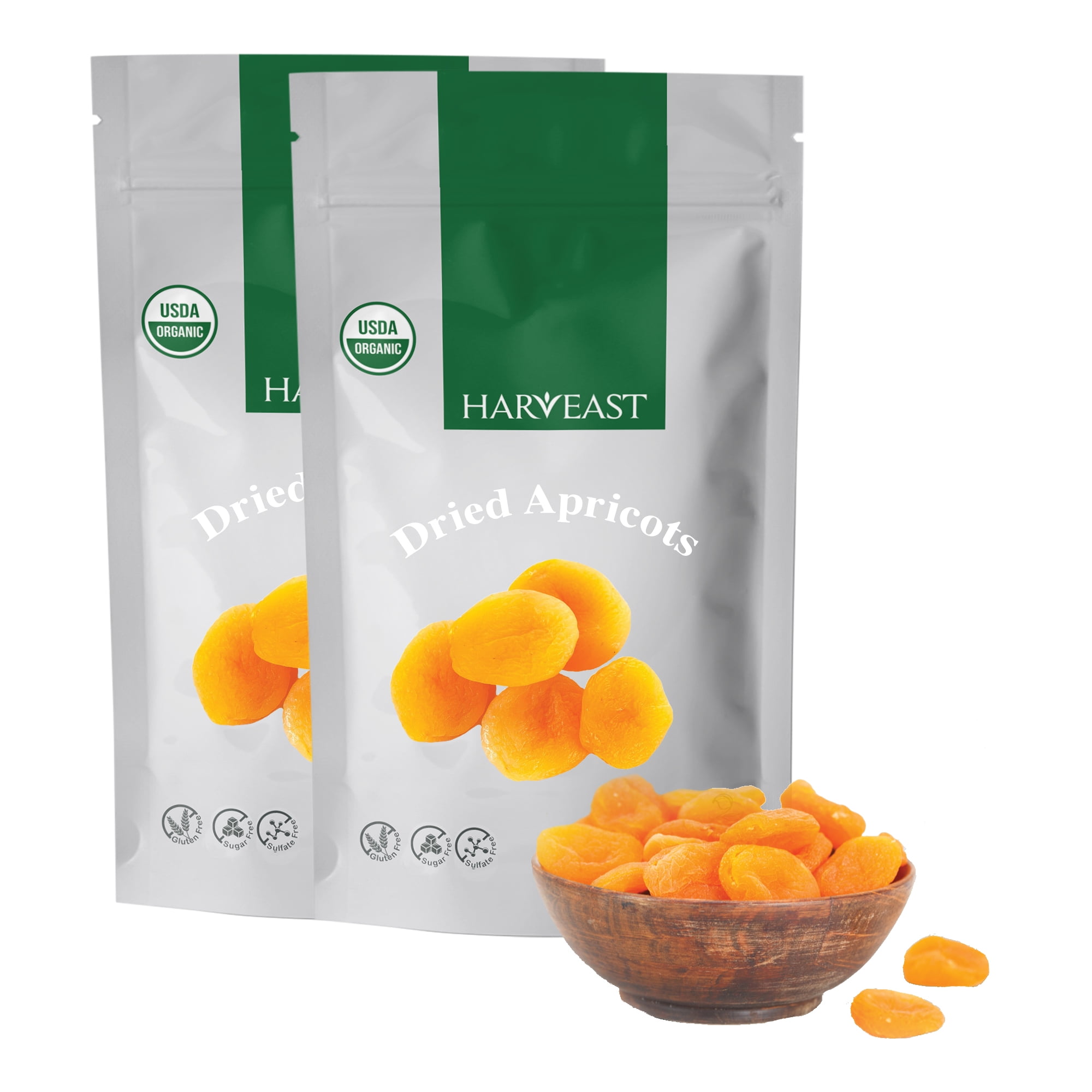 HARVEAST Natural Turkish Jumbo Dried Apricots, Gluten-Free, Non-GMO ...