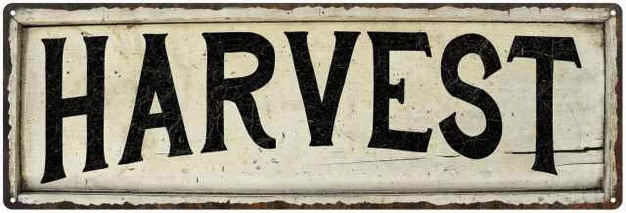 HARVEST Farmhouse Style Wood Look Sign Gift 6x18 Metal Decor ...