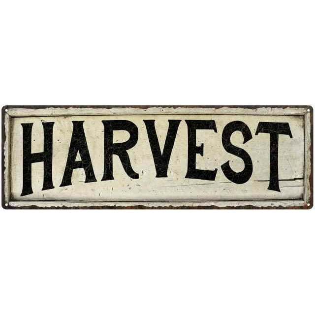 HARVEST Farmhouse Style Wood Look Sign Gift 6x18 Metal Decor ...
