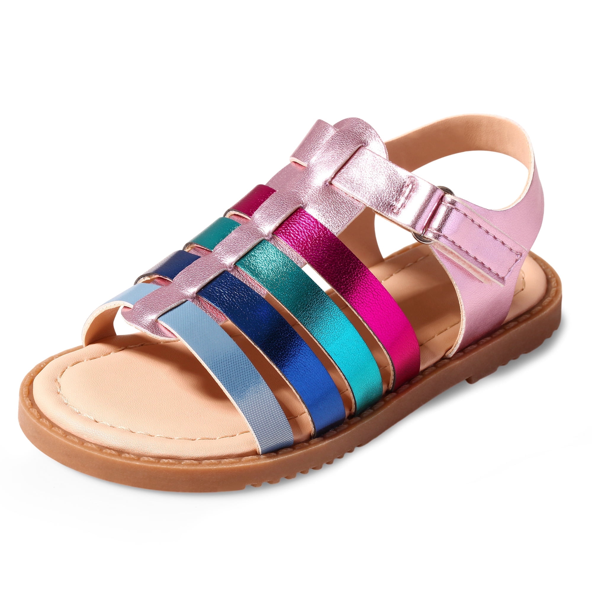 Dodow Girls Summer Sandals Flat Open-Toe Lightweight Sandals for ...