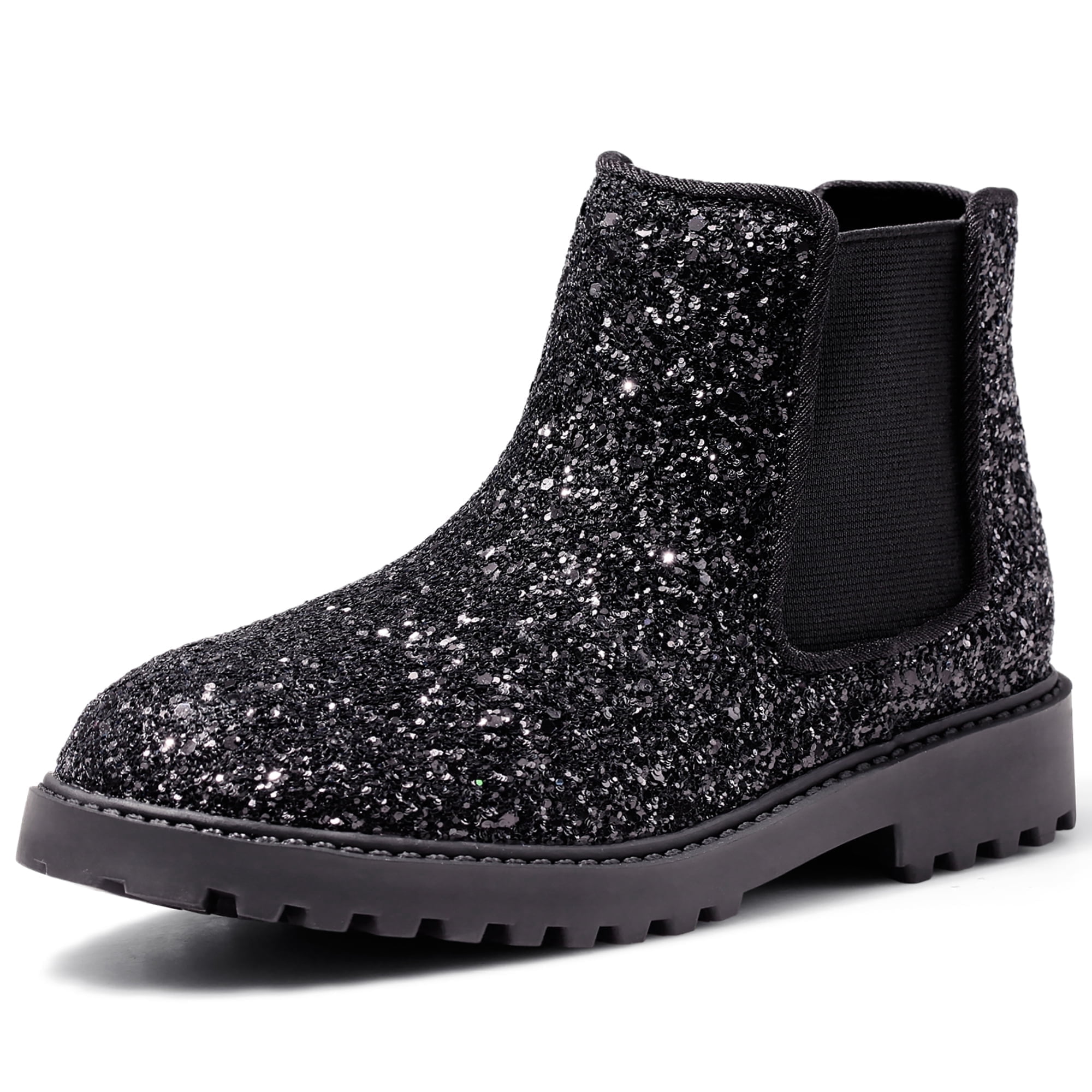 HARVEST LAND Little/Big Girls Glitter Ankle Boots Kids Chelsea Elastic ...