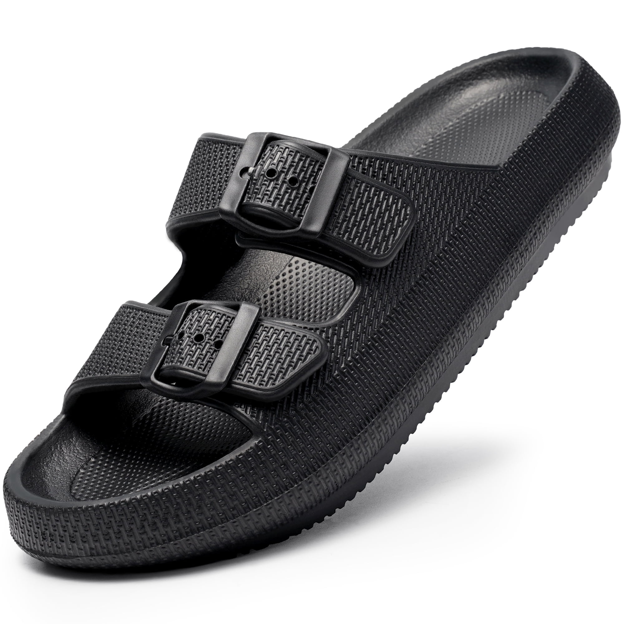 HARVEST LAND Women Slides Sandals Adjustable Double Buckles Pillow ...