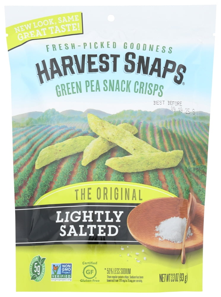 Harvest Snaps Lightly Salted Baked Green Pea Crisps - Gluten-Free Veggie Snack Food, 3.3oz ...