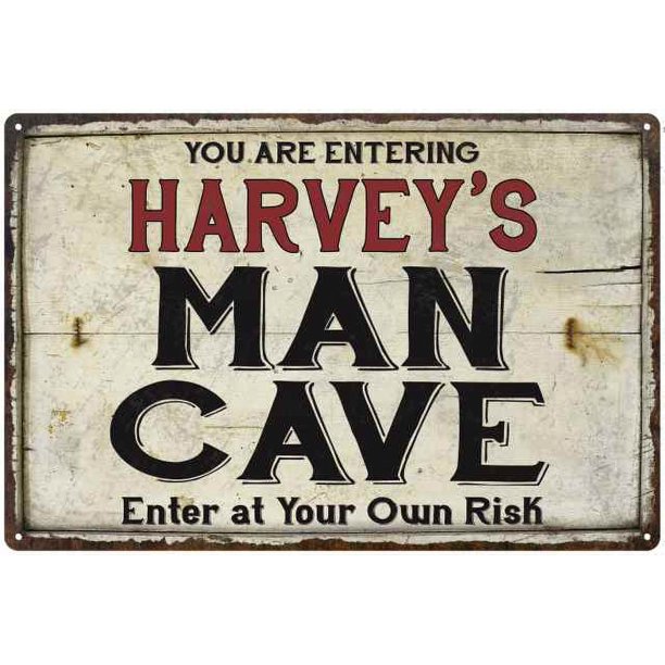 HARVEY'S Man Cave Sign Rustic 8 x 12 High Gloss Metal 208120035228 ...