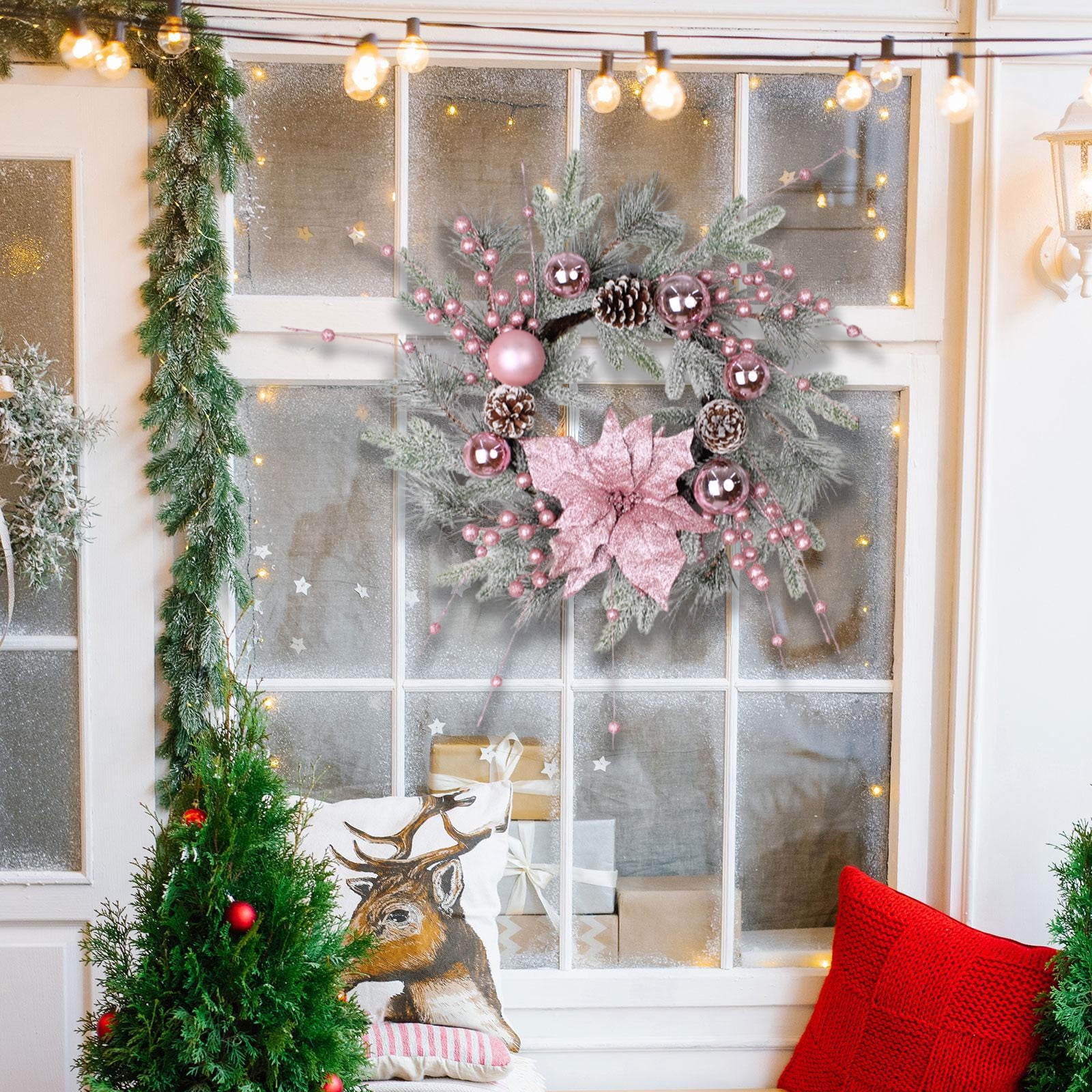 HASACHYL 19.6in Christmas Wreath Christmas Decoration Door Hanging Wall ...