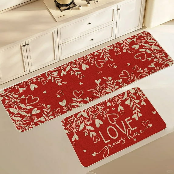 HASACHYL Valentine's Day Kitchen Floor Mats Two Piece Set Home Bedroom ...