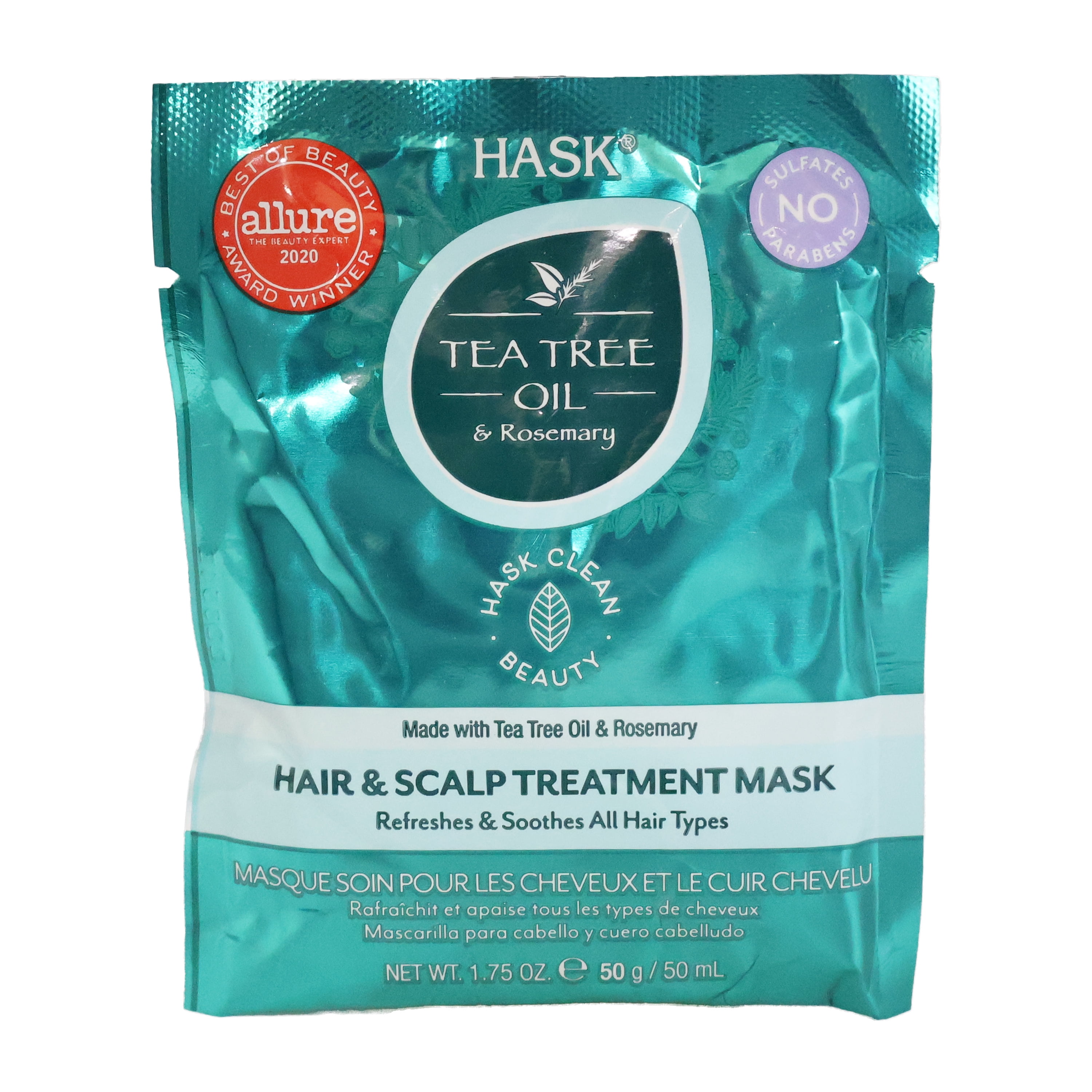 HASK Tea Tree Oil & Rosemary Hair & Scalp Treatment Mask, 1.75 Oz ...
