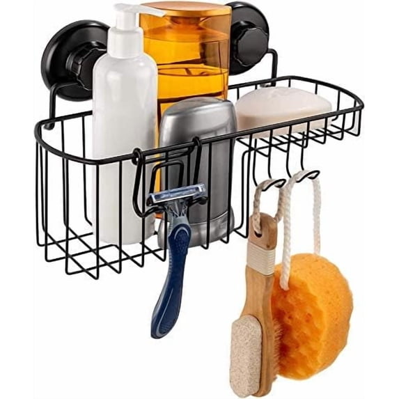 HASKO Shower Caddy Suction Cup, Shower Shelf with Soap Dish and Hooks ...