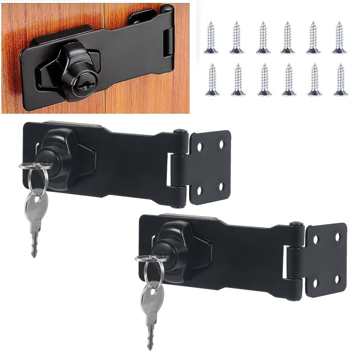 HASTHIP 2 Set Drawer Lock with Key Locking Hasp 3 Inch Metal Twist Knob ...