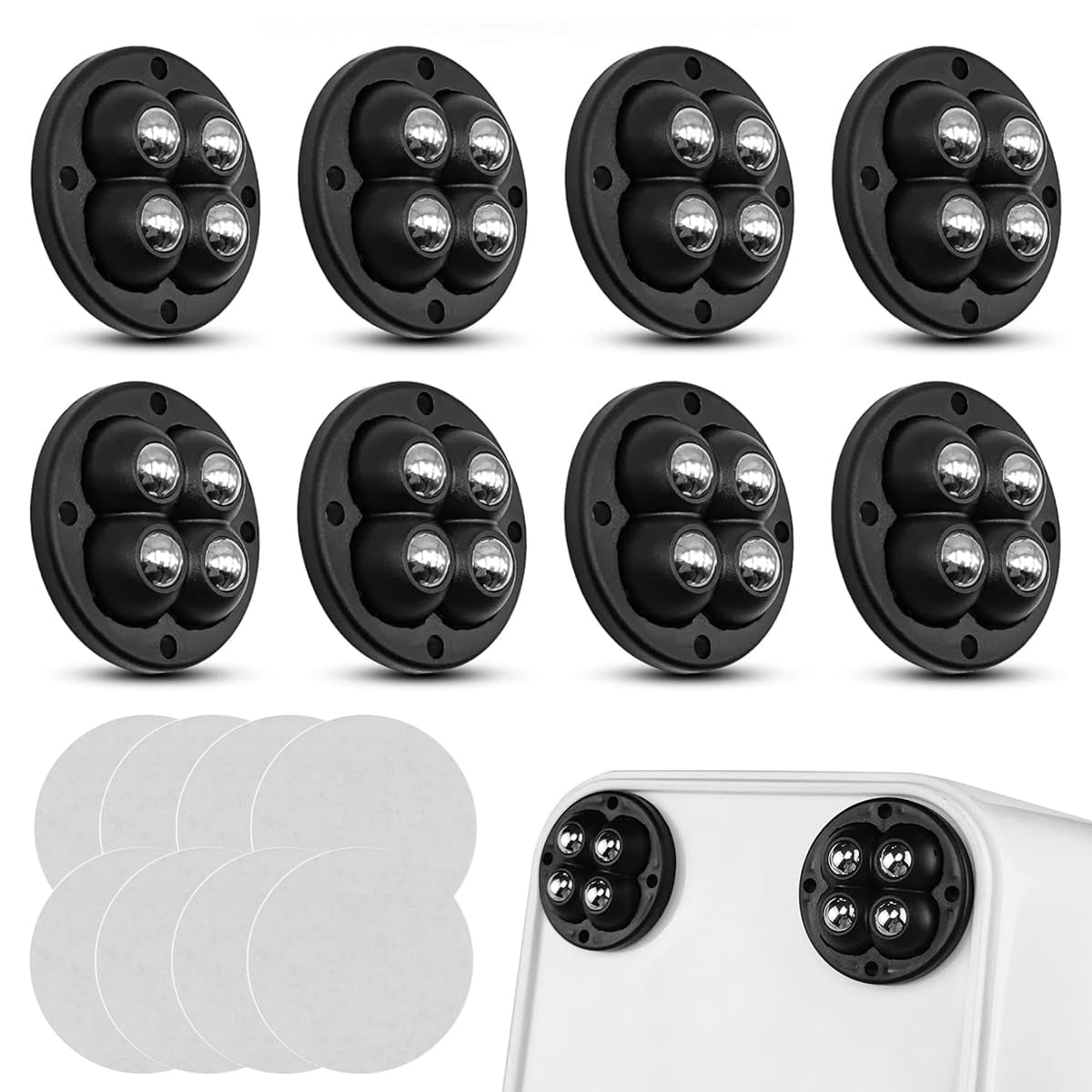 HASTHIP 8Pcs Wheels for Furniture Moving SelfAdhesive Swivel Caster ...