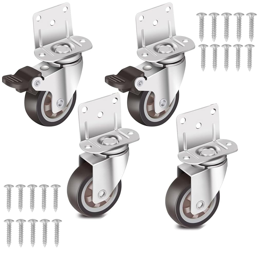 HASTHIP LShaped Caster Wheels 2 Inch LShaped Small Rubber Casters Set ...
