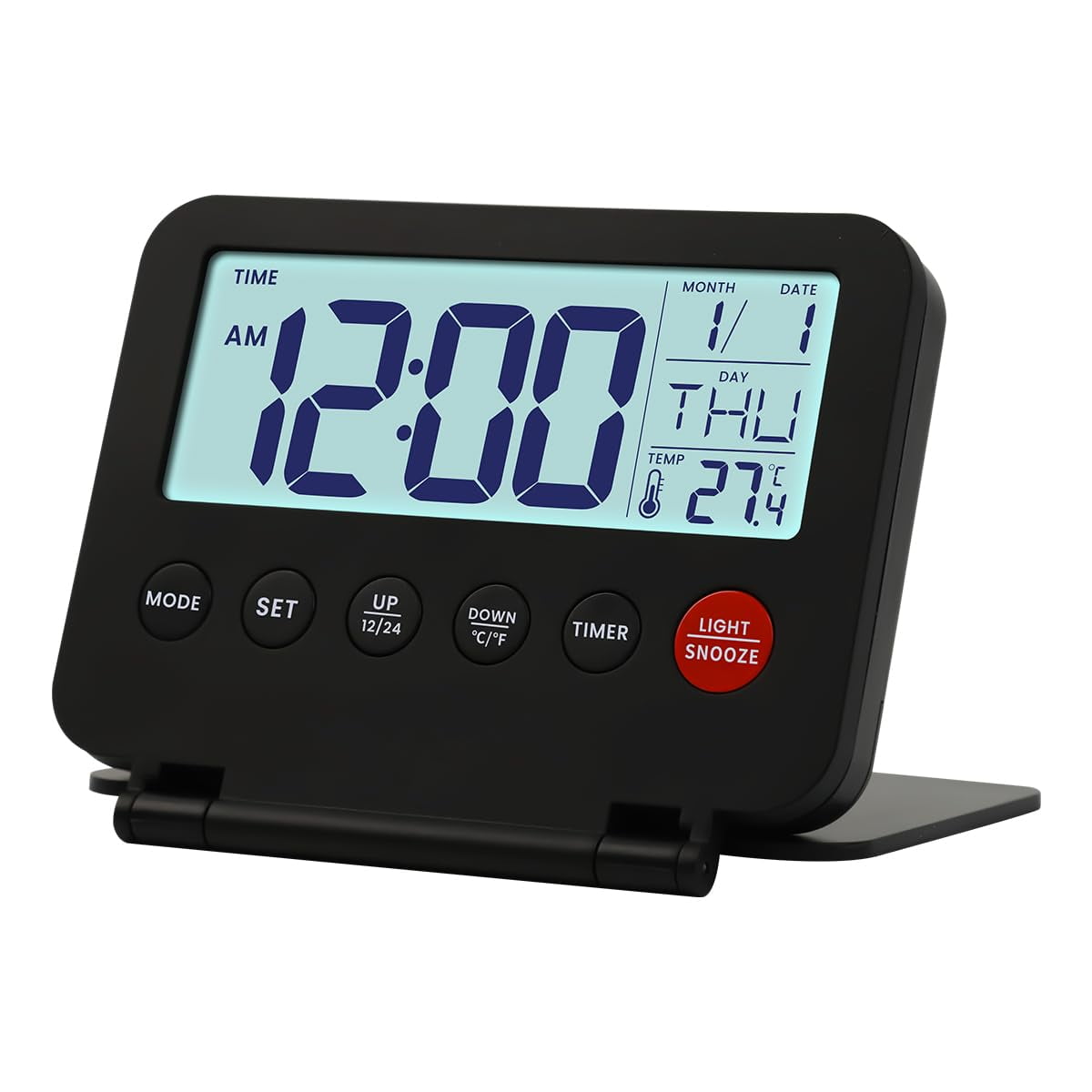 HASTHIP Mini Alarm Clock Backlight Digital Alarm Clock with Date Temp ...