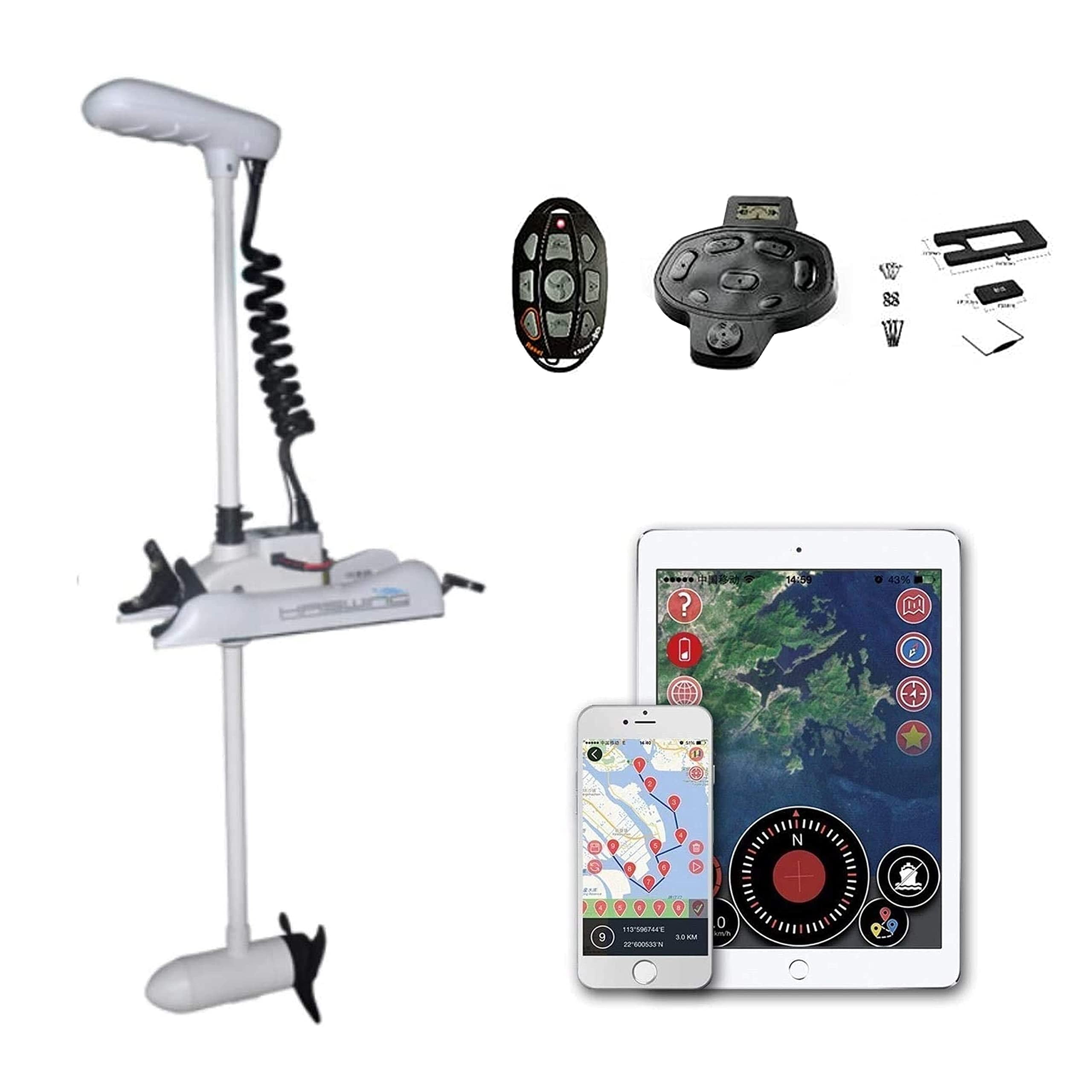 HASWING OUTDOOR Electric Trolling Motor 12V 48" 55lbs Cayman GPS Anchor ...