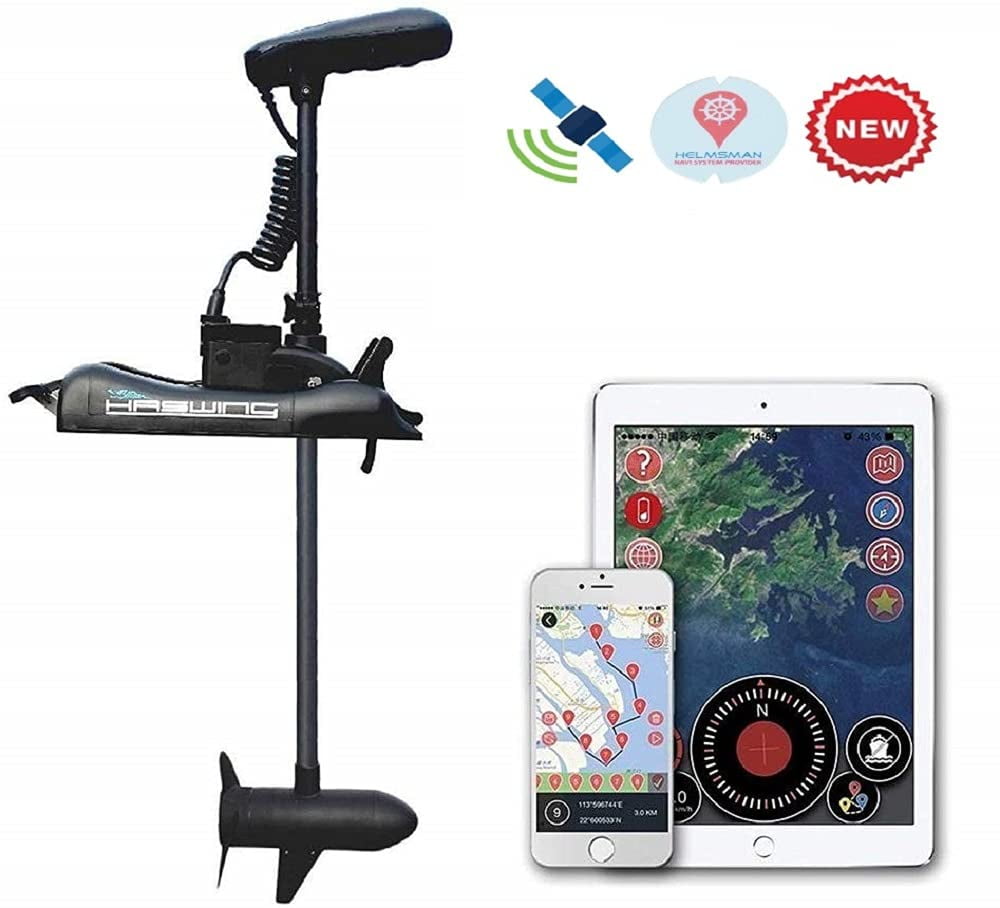 HASWING OUTDOOR Electric Trolling Motor 12V 54" 55lbs Cayman GPS Anchor ...