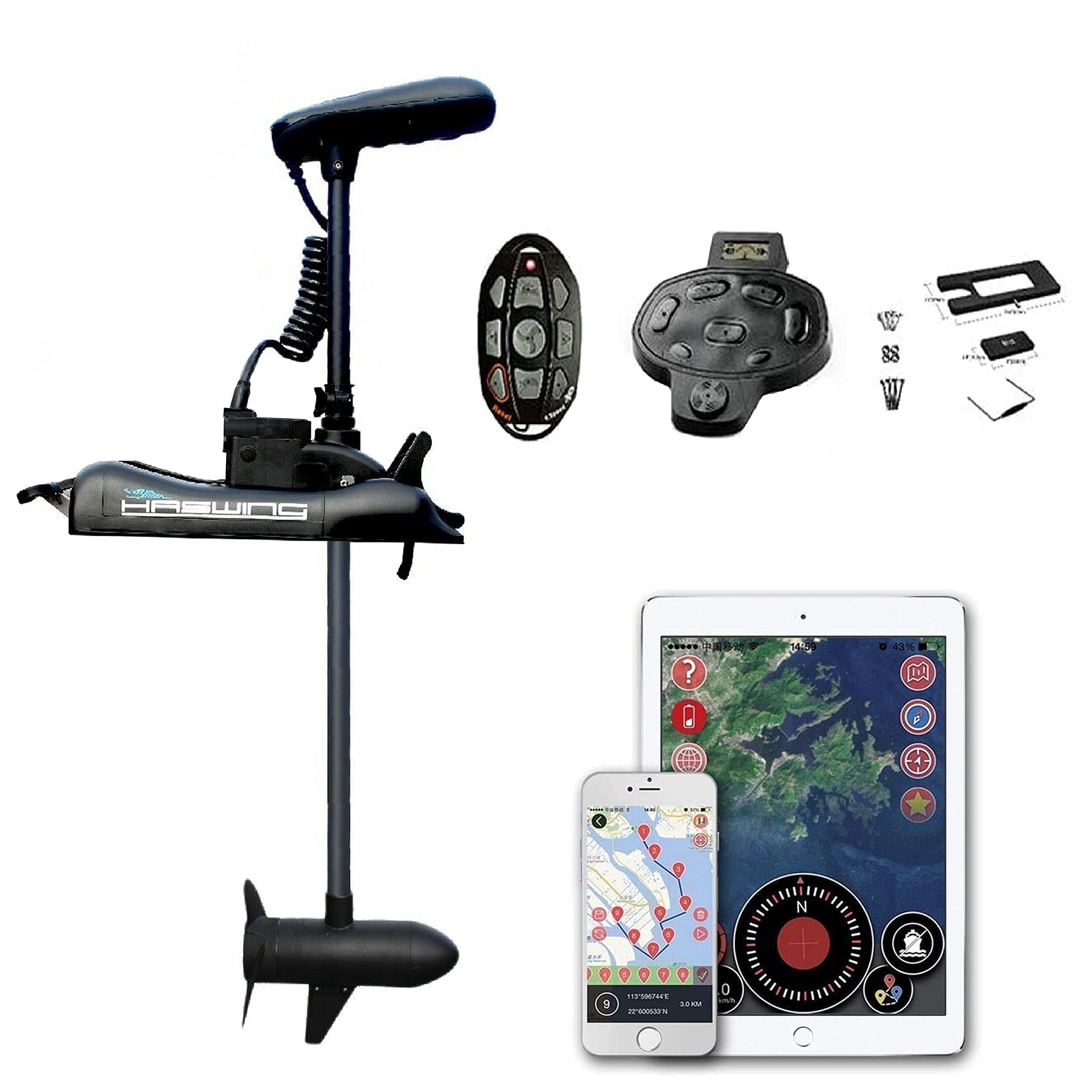 HASWING OUTDOOR Electric Trolling Motor 12V 54" 55lbs Cayman GPS Anchor ...