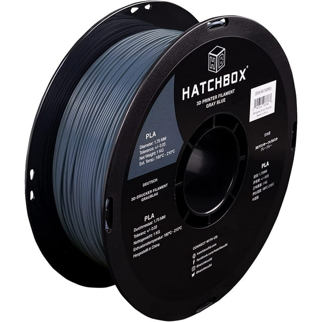 HATCHBOX 1.75mm Gray Blue PLA 3D Printer Filament, 1 KG Spool ...