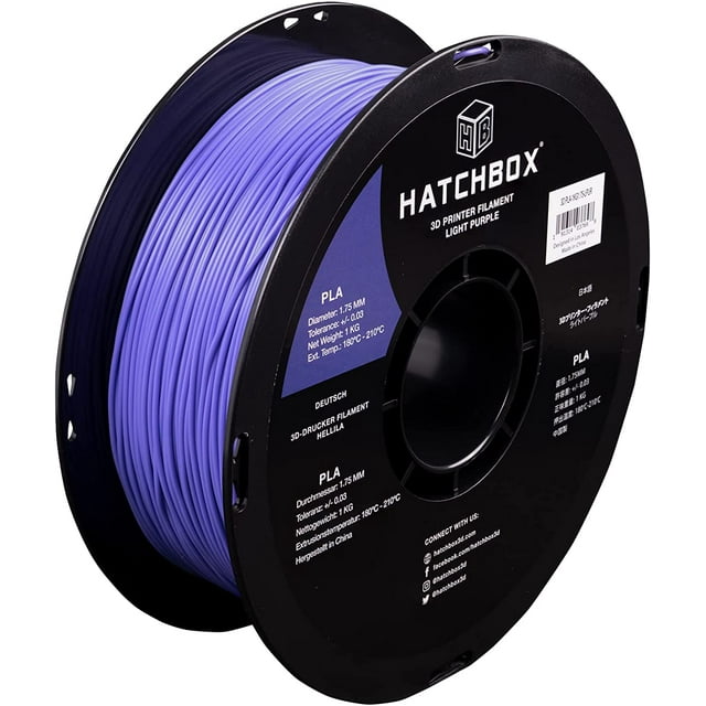 HATCHBOX 1.75mm Light Purple PLA 3D Printer Filament, 1 KG Spool ...