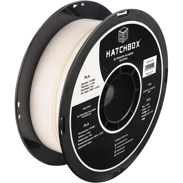 HATCHBOX 1.75mm Natural PLA 3D Printer Filament, 1 KG Spool ...