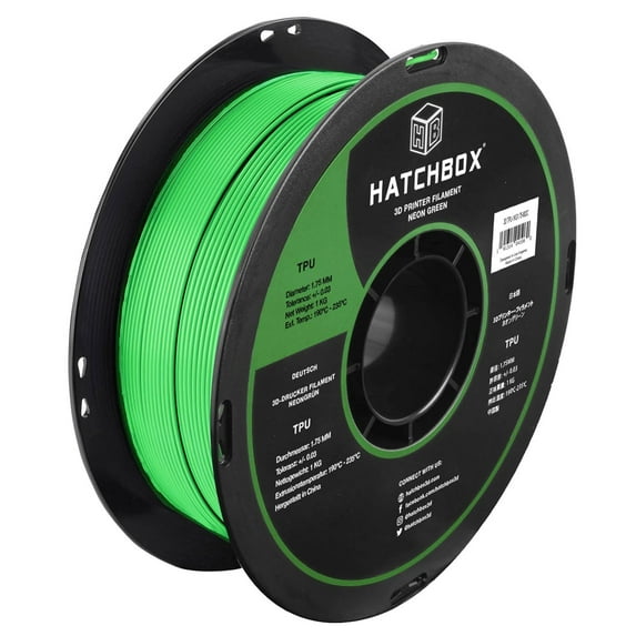 HATCHBOX 1.75mm Neon Green TPU 3D Printer Filament Shore 95A, 1 KG ...