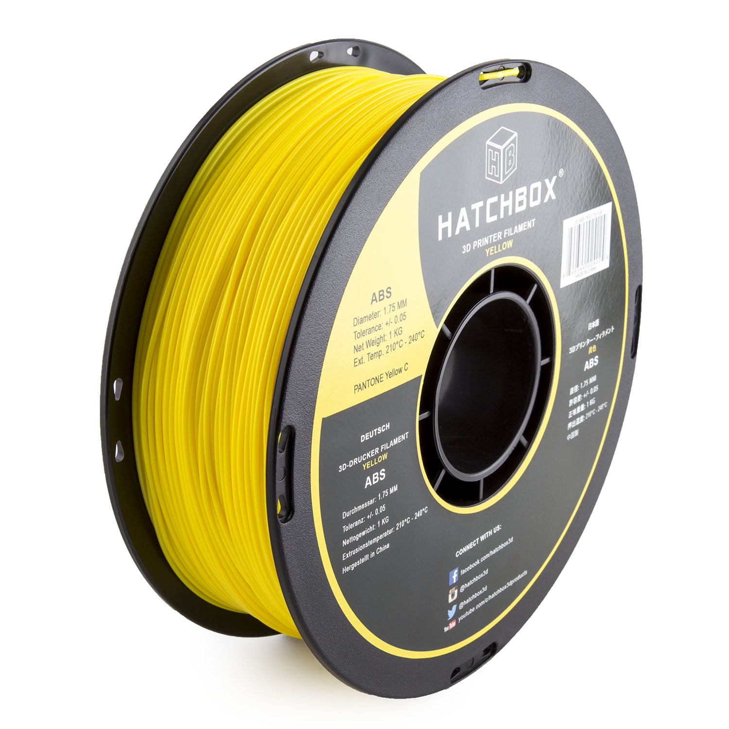 HATCHBOX 3D ABS-1KG1.75-YLW ABS 3D Printer Filament, Dimensional ...