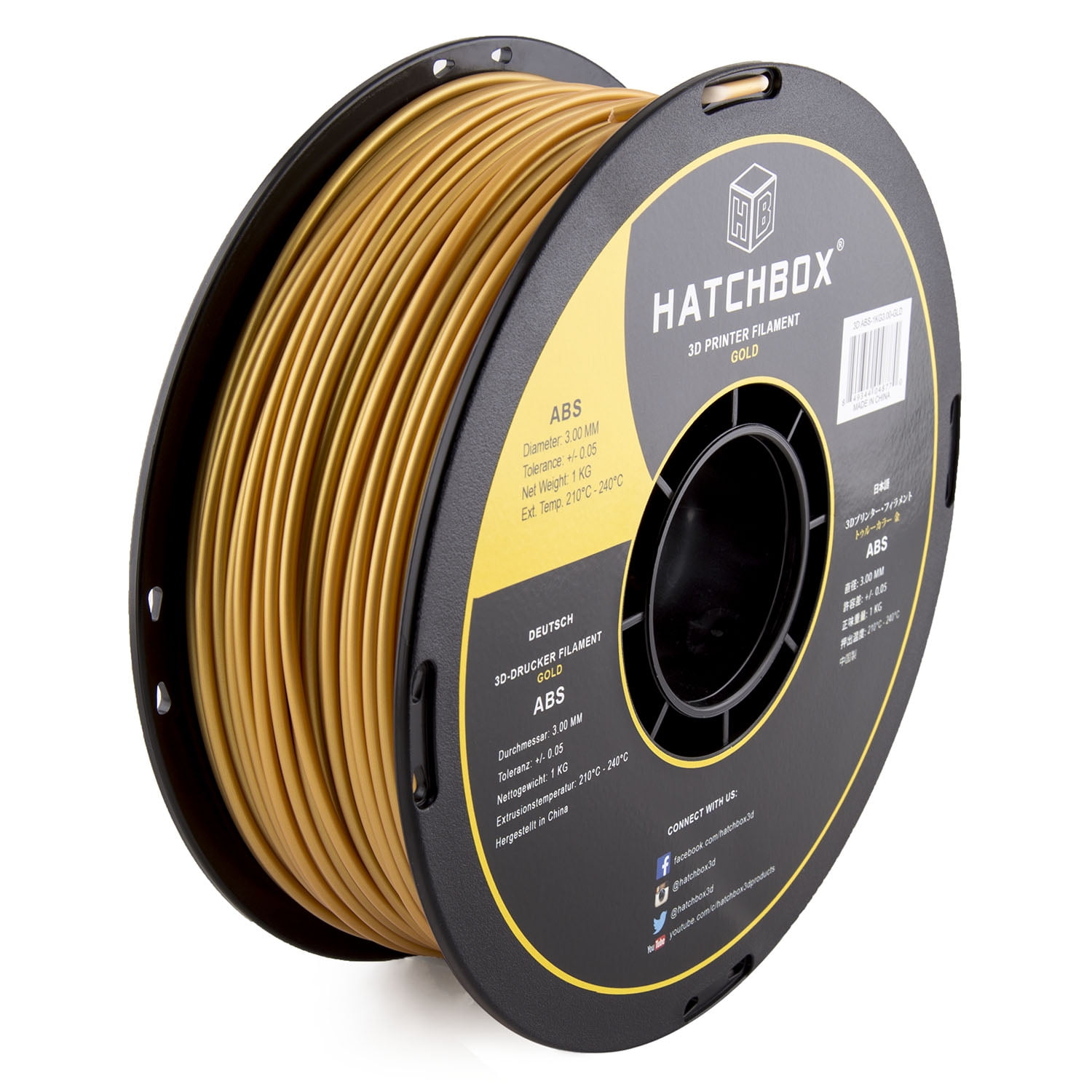 HATCHBOX 3D ABS-1KG3.00-Gold ABS 3D Printer Filament, Dimensional ...