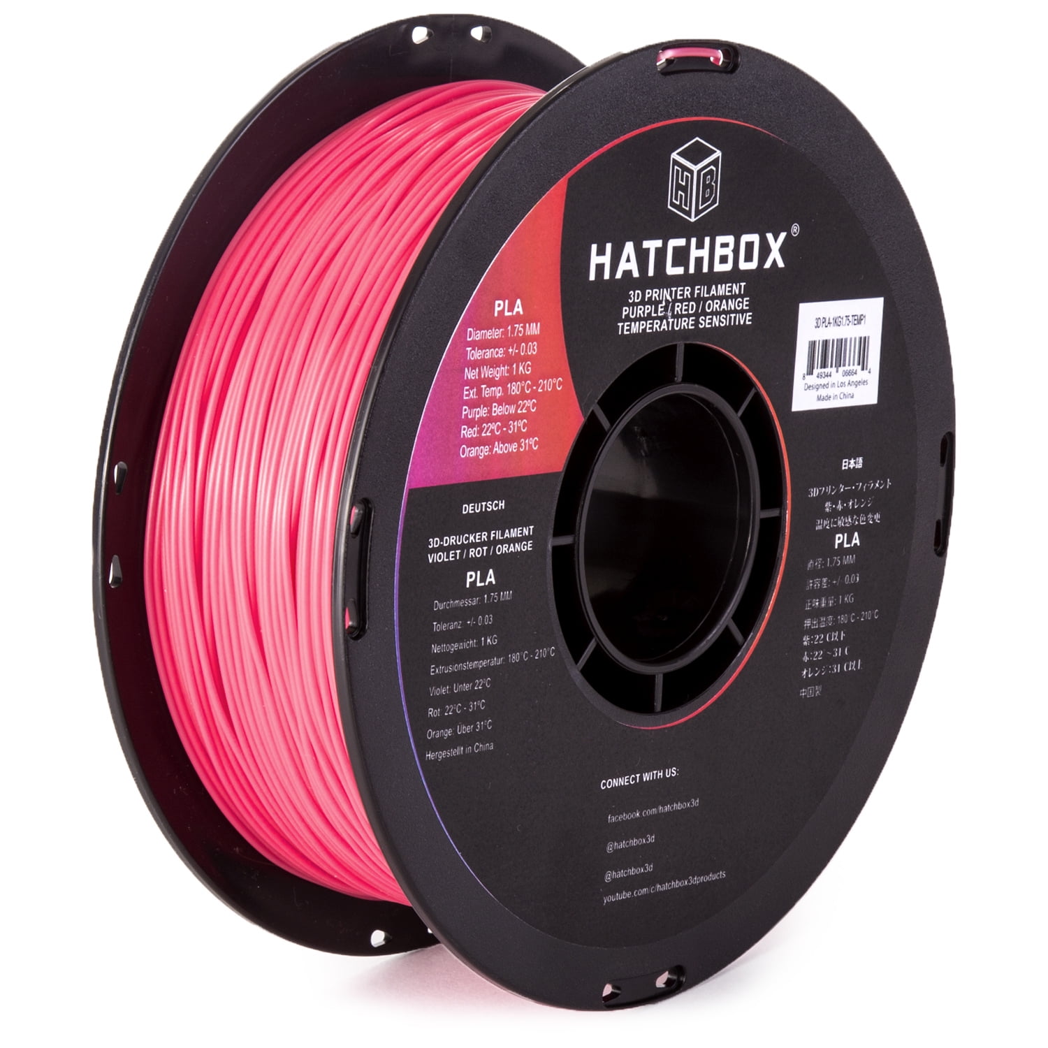 HATCHBOX 3D PLA-1KG1.75-TEMP1 Temperature Color Changing PLA 3D Printer ...