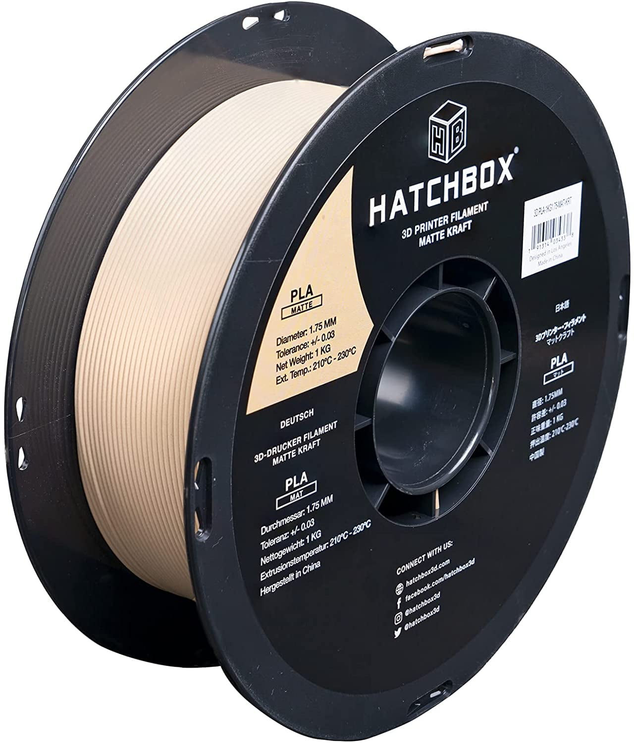 HATCHBOX Matte PLA 3D Printer Filament, Dimensional Accuracy +/- 0.03 ...