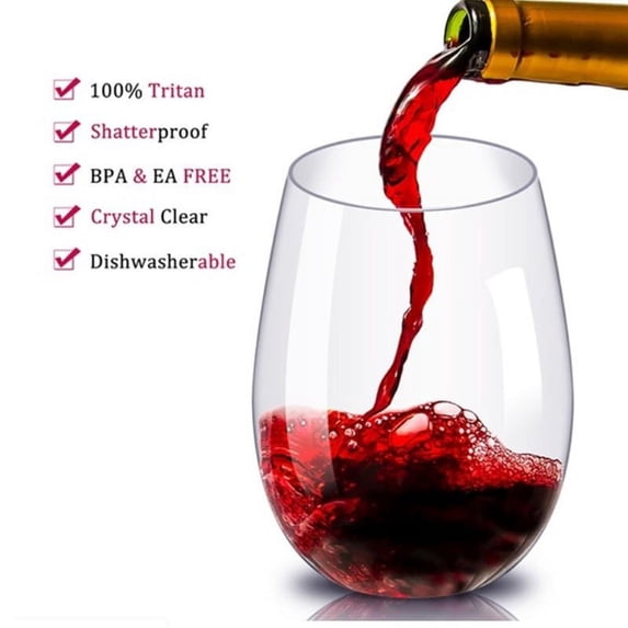HATISS 4 Pcs Unbreakable Wine Glasses Shatterproof Plastic Glass Safe ...