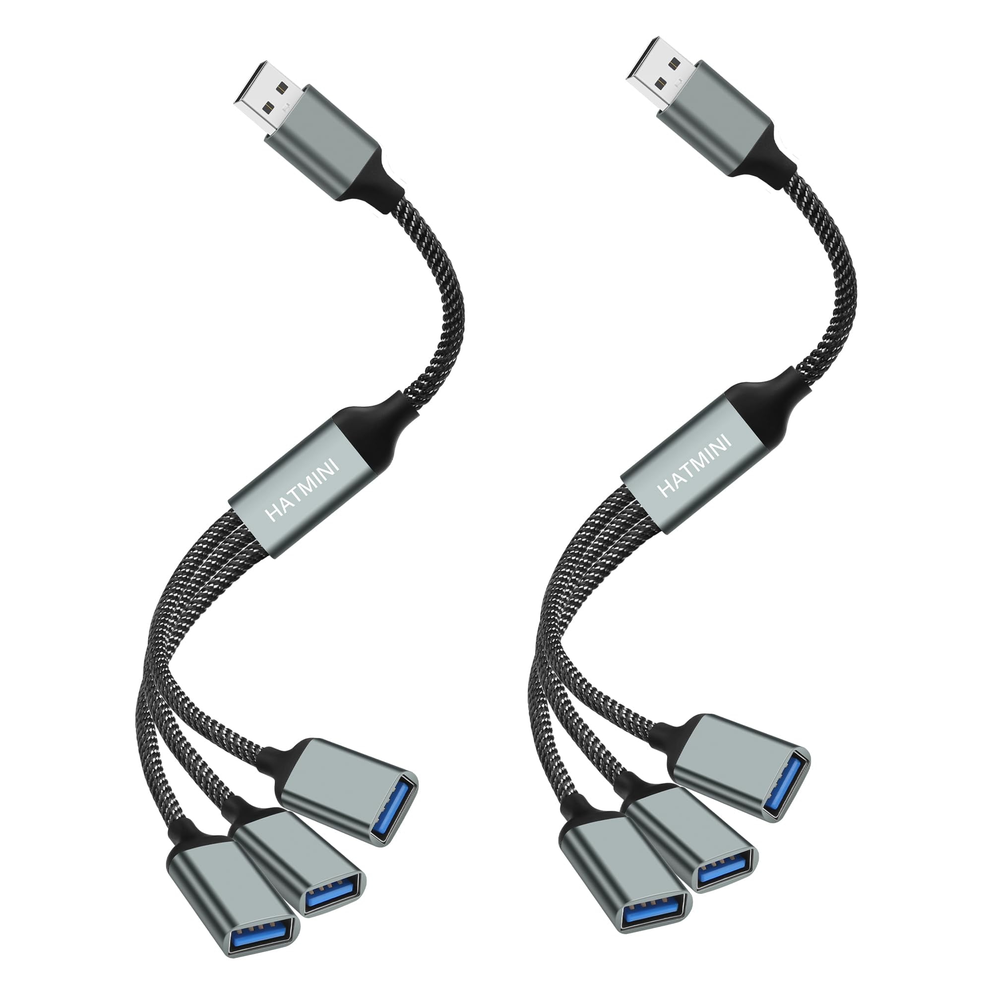 HATMINI USB Splitter Cable KEF16 USB 2.0 Male to 3 Port Female Multi ...