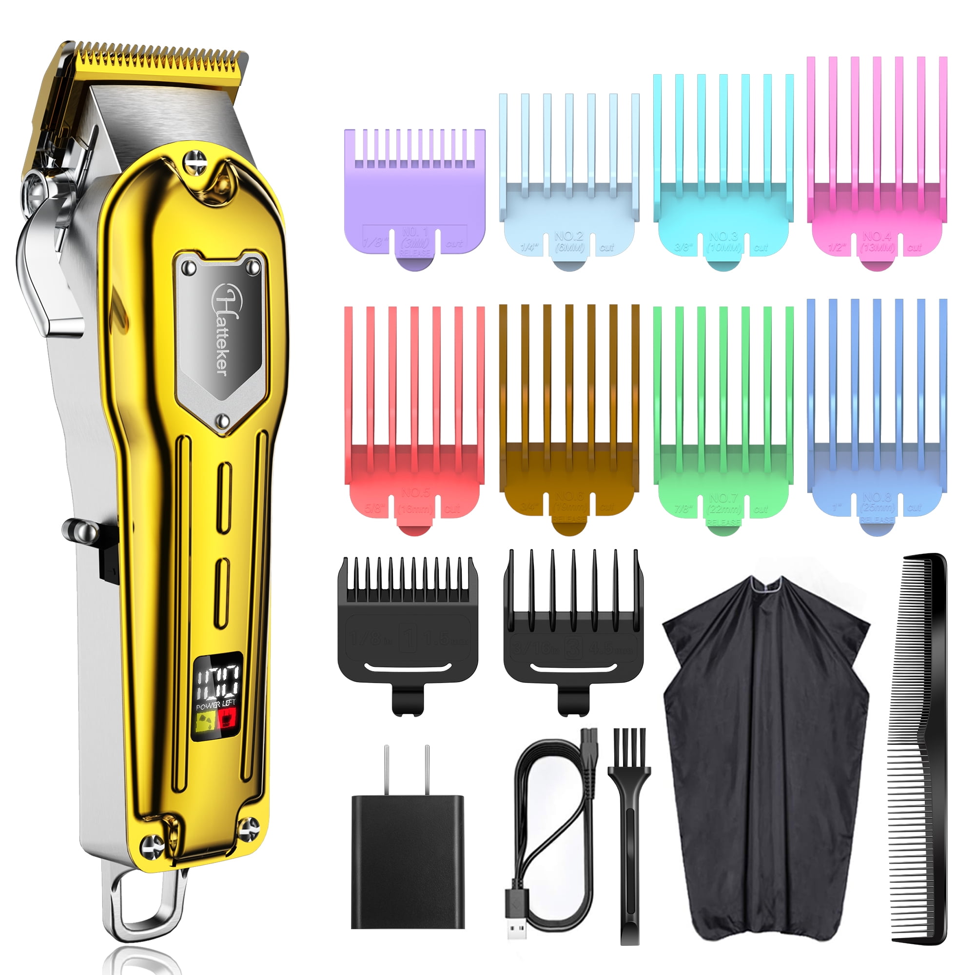 HATTEKER Professional Hair Clippers for Men Rechargeable Haircut ...