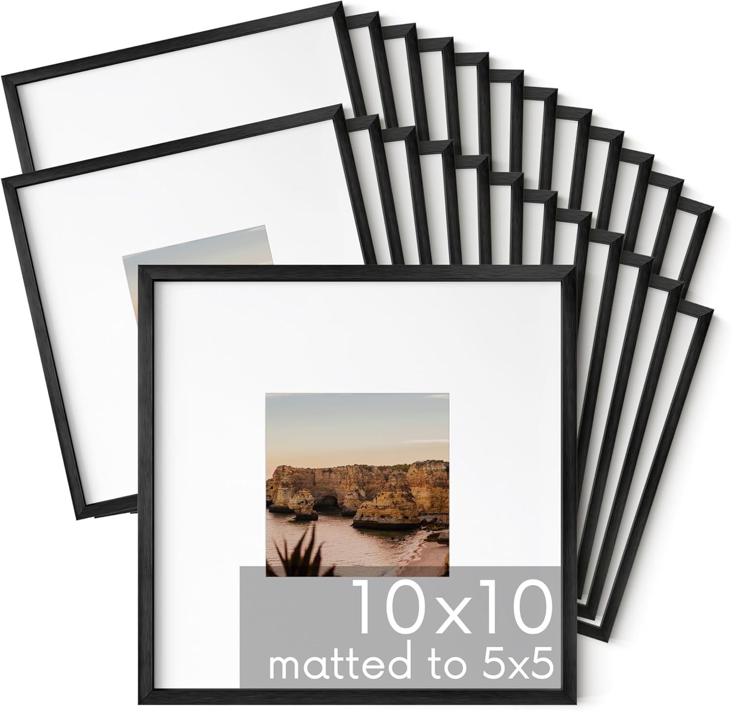 HAUS AND HUES 10x10 Black Metal Picture Frames Matted to 5x5 - Features ...