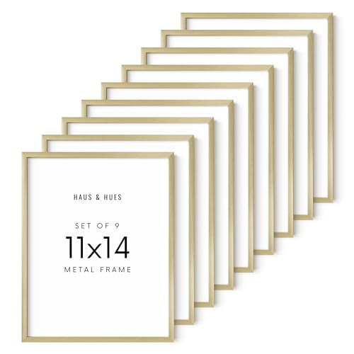 HAUS AND HUES 11x14 Gold Metal Picture Frames - Features Premium ...